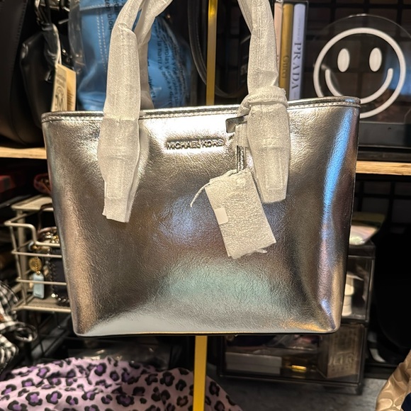 Michael Kors | Bags | Low Start Nwt Silver Mk Handbag | Poshmark